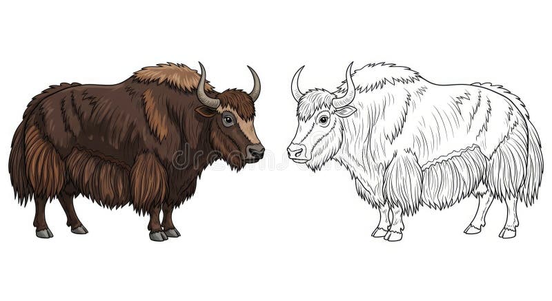 Yak Coloring Sheet Side Stock Illustrations – 5 Yak Coloring Sheet Side ...