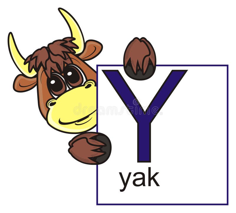 Yak Holding a Sign with the Letter Y Stock Illustration - Illustration ...