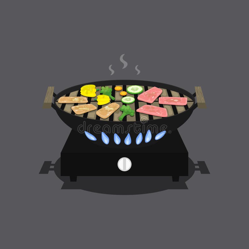 Yakiniku Background. Design with Cartoon Style Stock Vector ...