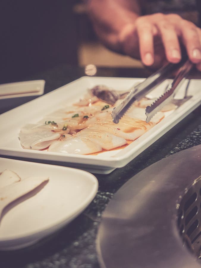 Yakiniku stock photo. Image of cook, fish, grill, fire - 61682172