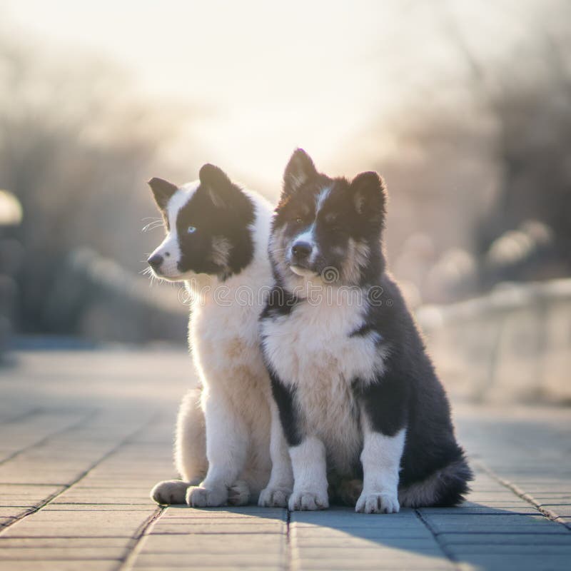 Yakutia Laika Cachorros Al Aire Libre Imagen de archivo - Imagen de ...
