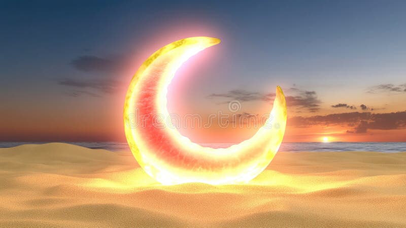 Yalda Night Celebration with Moon-shaped Watermelon on Sandy Beach at ...