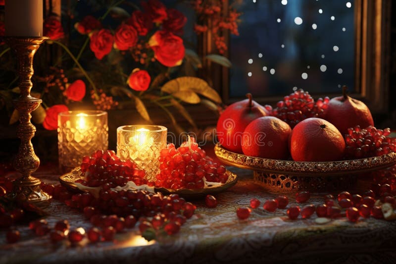 Yalda Night Reflections on Shiny Surfaces Stock Illustration ... Yalda Night Reflections on Shiny Surfaces Stock Illustration ...