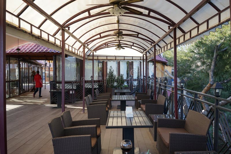 Open Veranda Cafe with Interior and People. Editorial Image - Image of ...