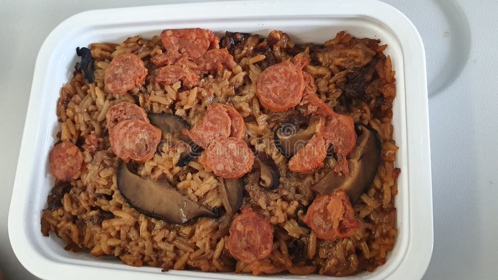 Yam Rice Served on Board of Airplane. Stock Photo - Image of rice ...