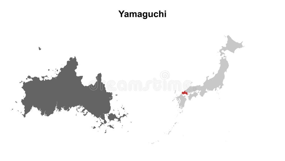 Yamaguchi outline map stock vector. Illustration of empty - 379002167