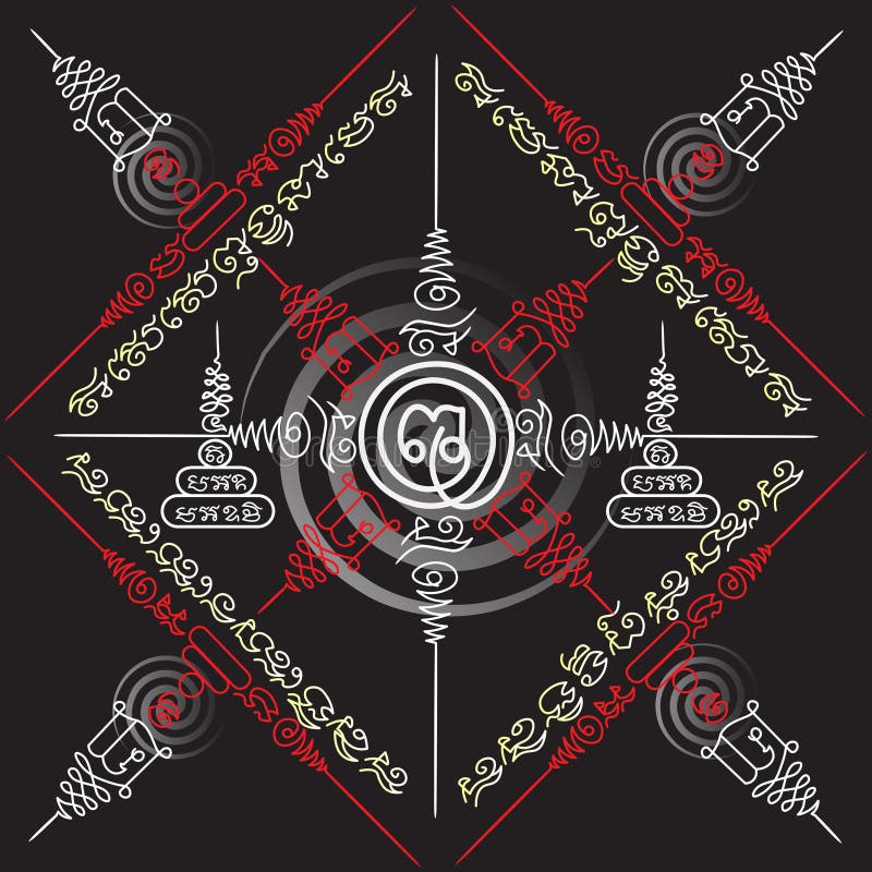 Yan Thai Traditional Tattoo Vector Stock Vector - Illustration of line ...