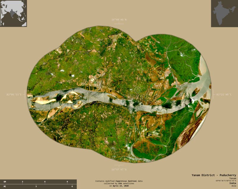 Yanam District - Puducherry, India - Composition. Sentinel-2 Sat Stock ...
