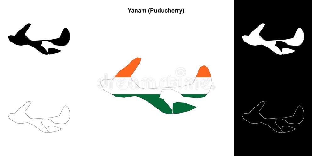 Yanam outline map stock vector. Illustration of detailed - 368836787