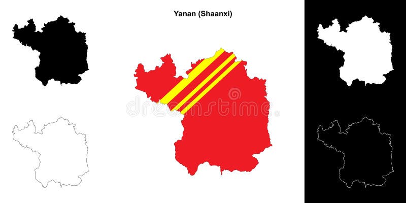 Yanan outline map stock vector. Illustration of tourism - 334853728