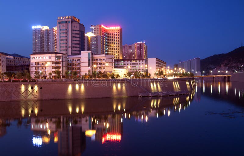Yanan city night editorial photo. Image of china, shanxi - 28395826