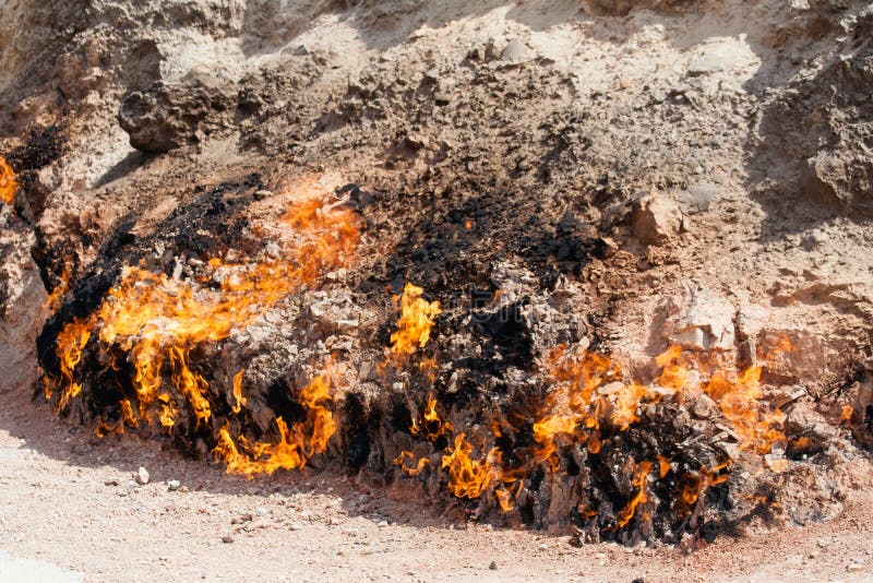 Yanar Dag - Burning Mountain. Azerbaijan. Closeup Stock Image - Image ...