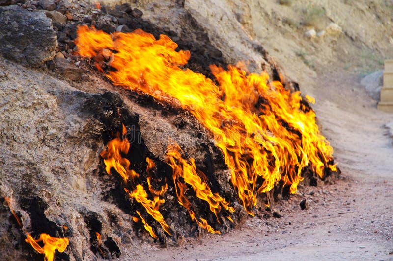 Yanar Dag Natural Fire in Azerbaijan Stock Image - Image of asia ...