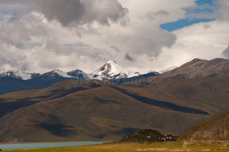 The Yang Lake and Snow Mountain Stock Image - Image of massif, clear ...
