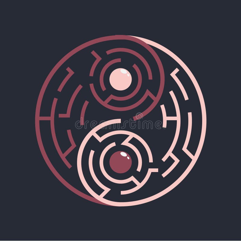 Yin Och Yang Labyrinth Symbol Stock Illustrationer - Illustration av ...