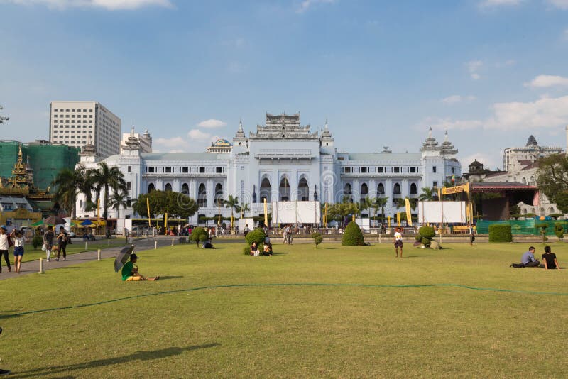 The Yangon City Hall, Myanmar Editorial Photo - Image of ancient ...