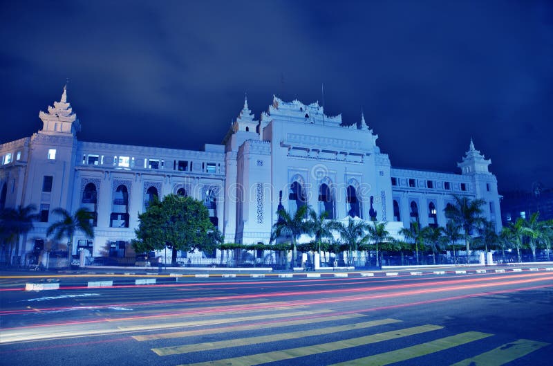 Yangon City Hall at Night Time Stock Photo - Image of asian, town: 28426154