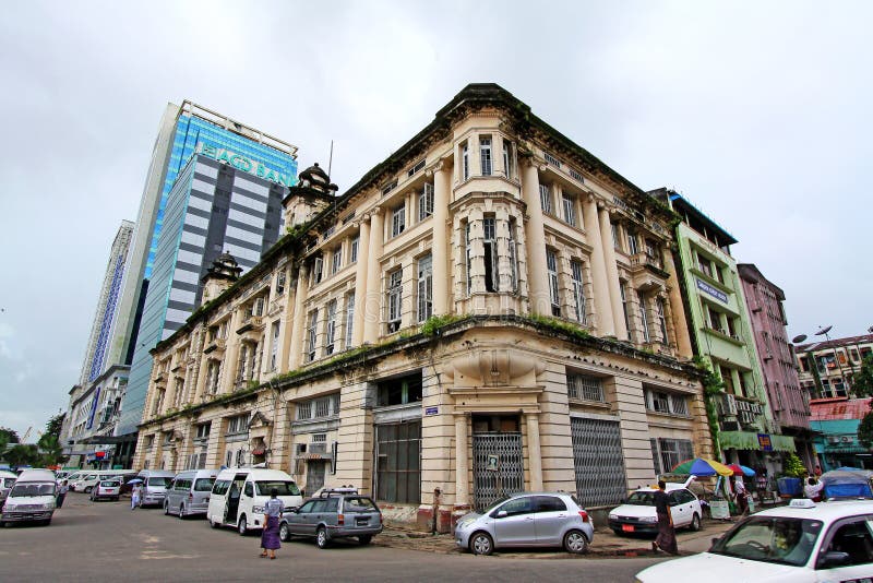 Yangon Colonial Building, Myanmar Editorial Image - Image of tourist ...