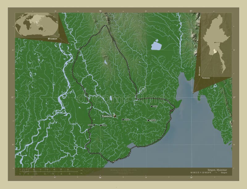 Yangon, Myanmar. Wiki. Labelled Points of Cities Stock Illustration ...