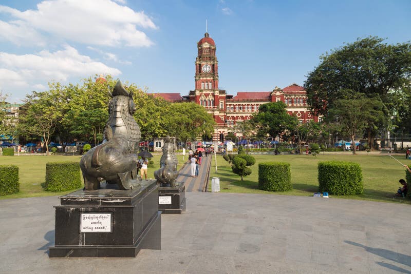 The Yangon High Court Palace, Myanmar Editorial Image - Image of tower ...