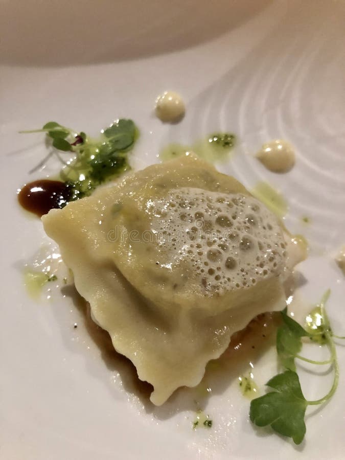 Fine Dining in Myanmar with Truffle Ravioli Stock Image - Image of ...