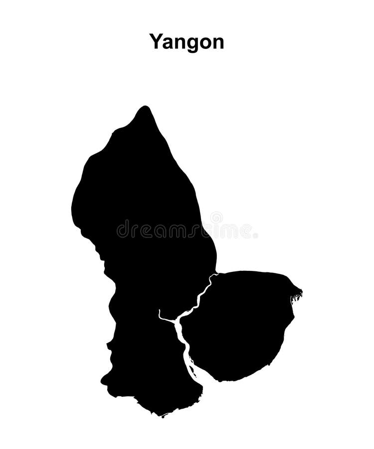 Yangon outline map stock illustration. Illustration of clipart - 360612644