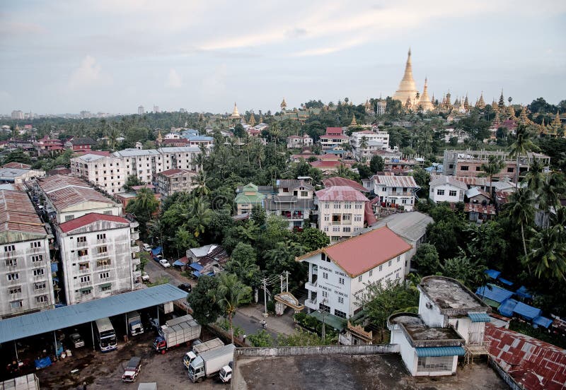 Yangon Rangoon City Myanmar Burma Stock Photo - Image of landscape ...