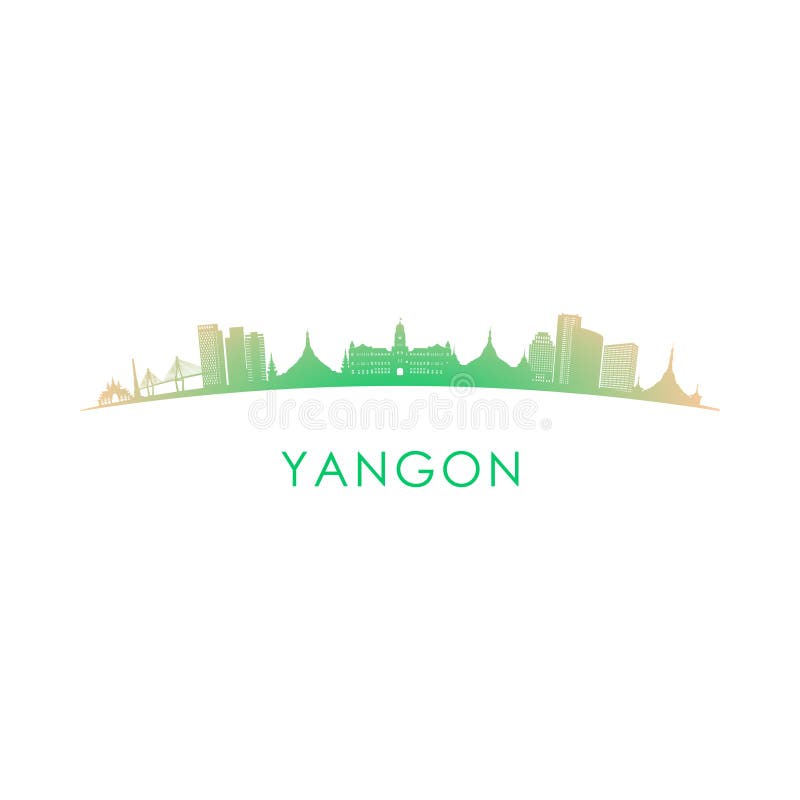 Yangon Skyline and Landmarks Silhouette Stock Vector - Illustration of ...
