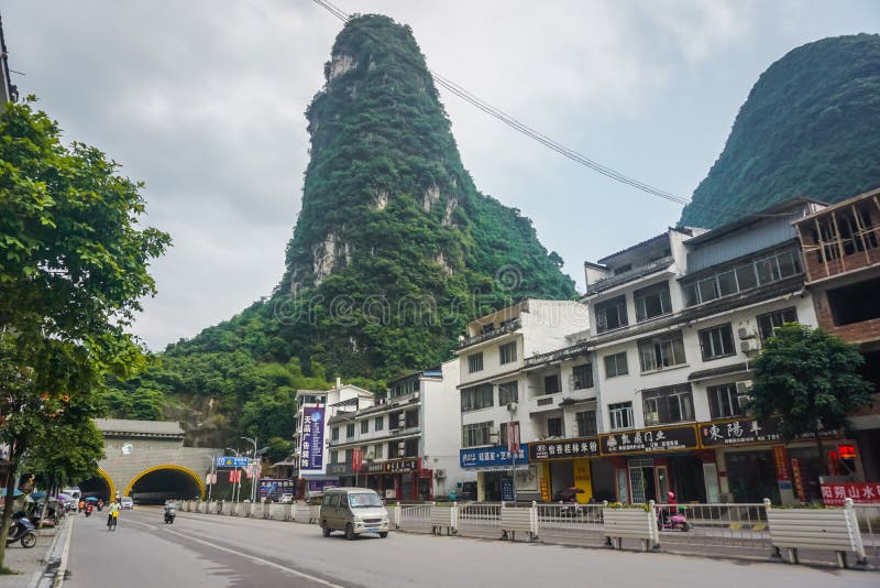 Yangshuo, China - May 18, 2019: Landscape and Architecture of Yangshuo ...