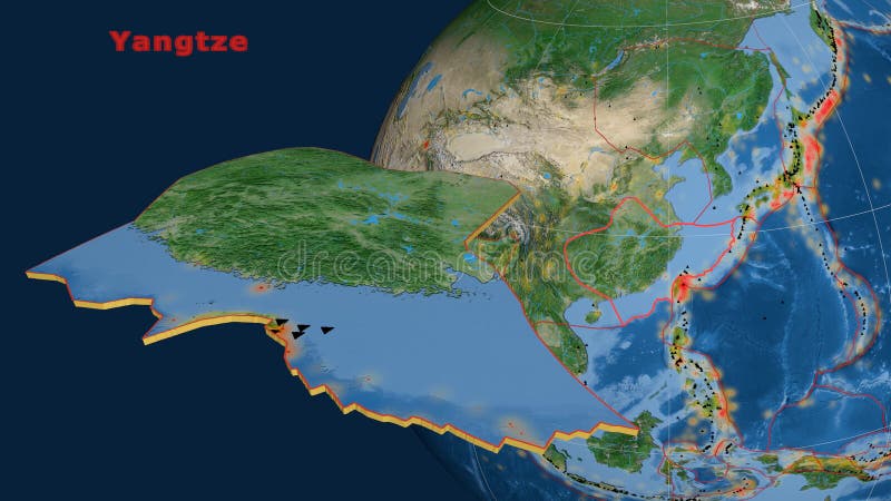 Yangtze Plate Described and Presented - Satellite Stock Illustration ...
