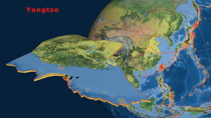 Yangtze Plate - Boundaries. Contour Map Stock Illustration ...