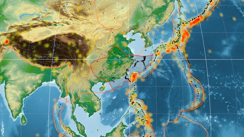 Yangtze Plate - Boundaries. Physical Map Stock Illustration ...