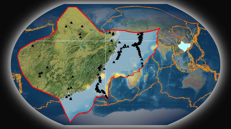 Yangtze Plate Presented, Kavrayskiy Projection - Topographic Stock ...