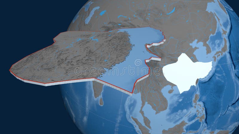 Yangtze Plate Presented - Topo and Bathy Stock Illustration ...