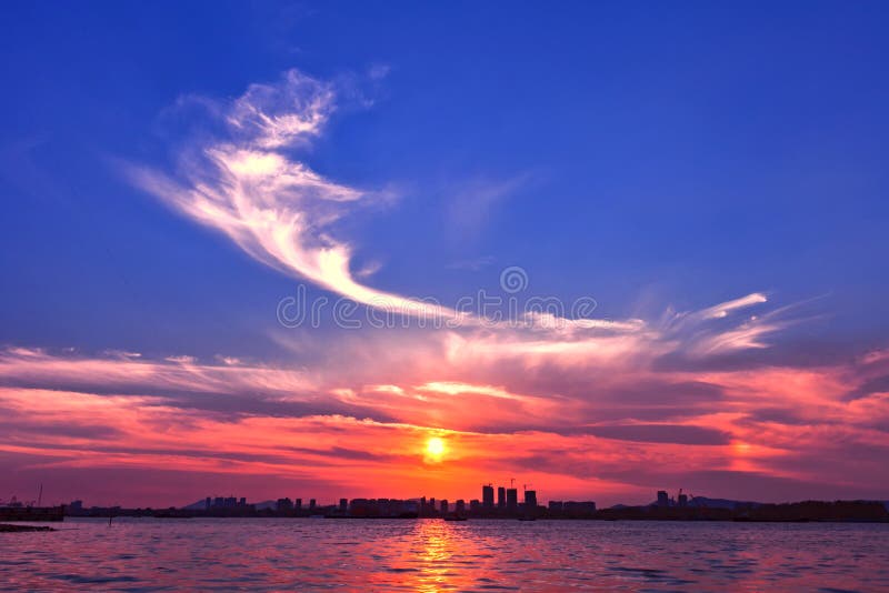 Yangtze River Sunset stock photo. Image of water, reflection - 59608314
