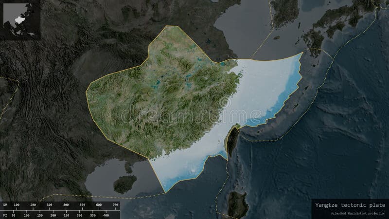 Yangtze Plate Presented - Topo and Bathy Stock Illustration ...