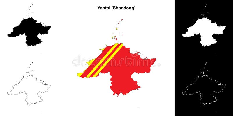 Yantai outline map stock vector. Illustration of vector - 334853815