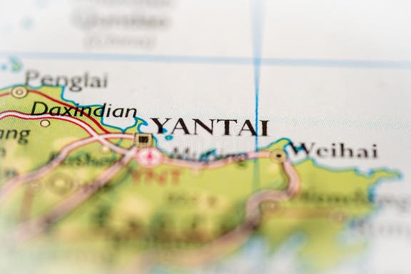 Yantai, China Highlighted on a World Map Stock Photo - Image of routes ...