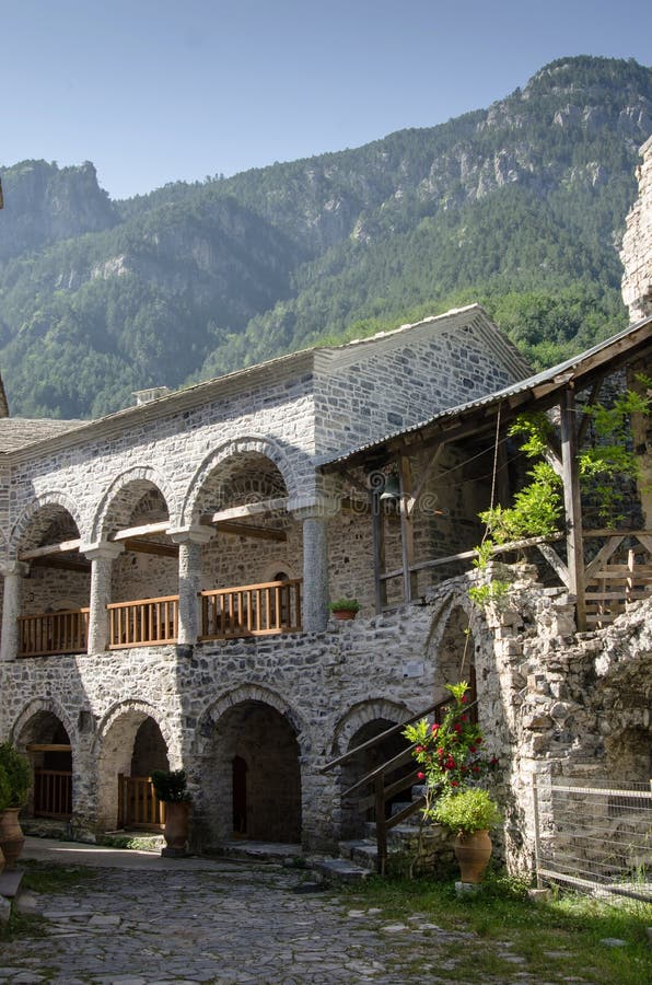 Yard of the Christian Monastery Stock Image - Image of greece, olympus ...