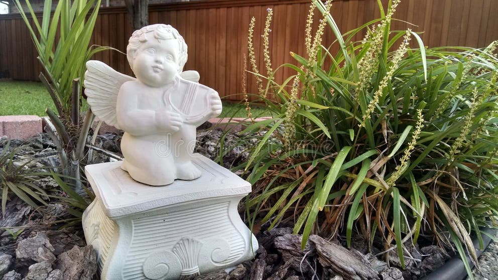 Yard angel stock photo. Image of grass, green, statue - 45963374