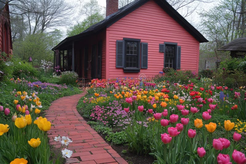 A Yard Blooming with Spring Flowers, Vibrant and Inviting, Garden ...