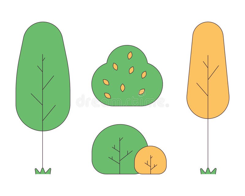 Yard Decoration 2D Linear Cartoon Objects Set Stock Vector ...