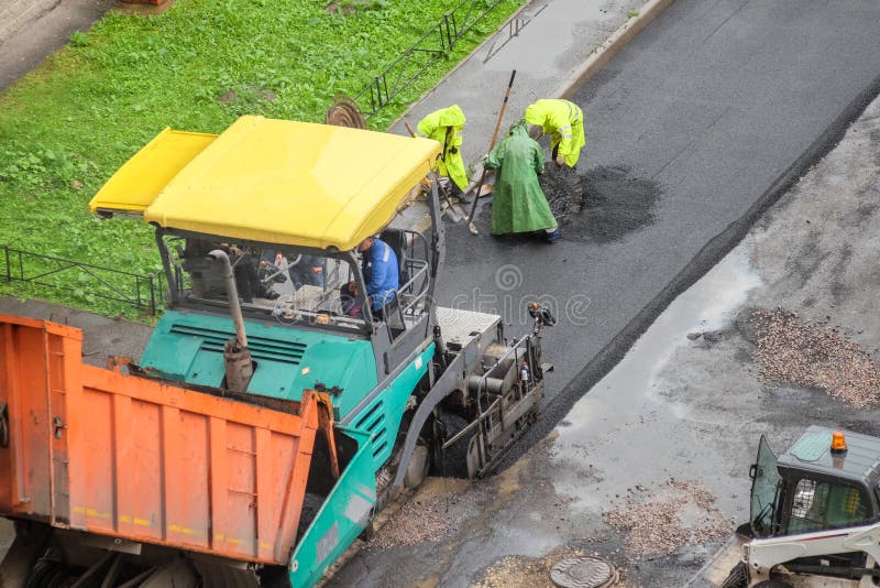 Road works in the yard editorial stock photo. Image of concrete - 100219113