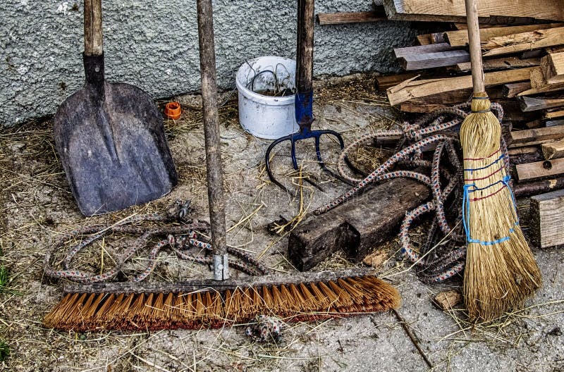 Yard Tools And Safety Equipment Ready For Yard Work Stock Photo - Image ...
