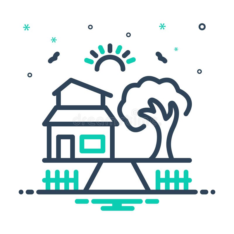 Mix Icon for Yard, Courtyard and Garden Stock Vector - Illustration of ...