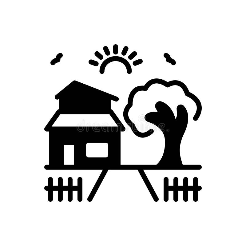 Black Solid Icon for Yard, Courtyard and Garden Stock Illustration ...