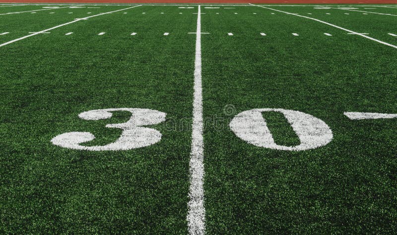 30 Yard Line on American Football Field Stock Photo - Image of marker ...