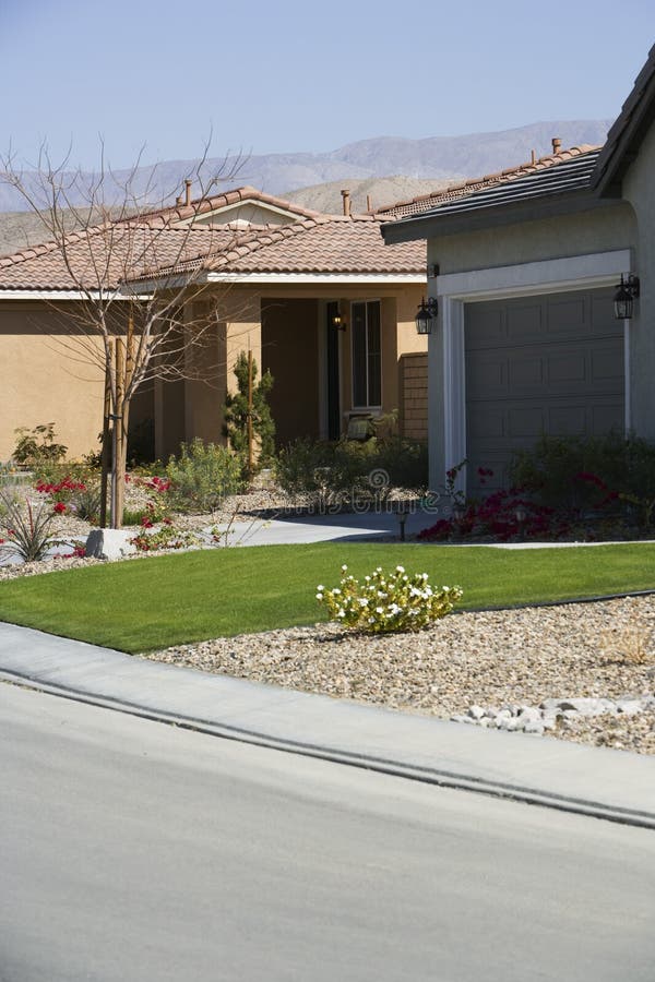 Yard in New Housing Development Stock Image - Image of landscape ...
