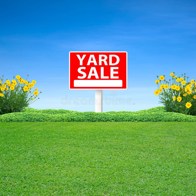 Yard sale sign stock image. Image of yard, garage, hedge - 25880559