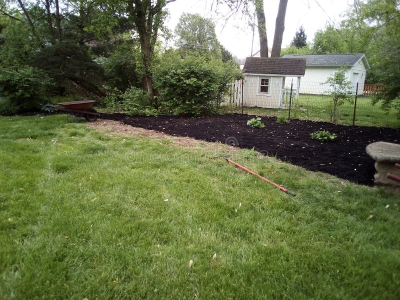 Yard work stock photo. Image of flowerbeds, work, spring - 148097452